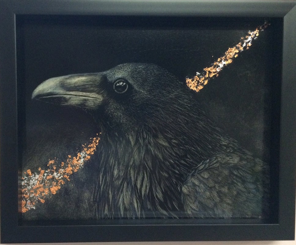 Raven Song Scratchboard avec feuille dor / cuivre / argent - Etsy France