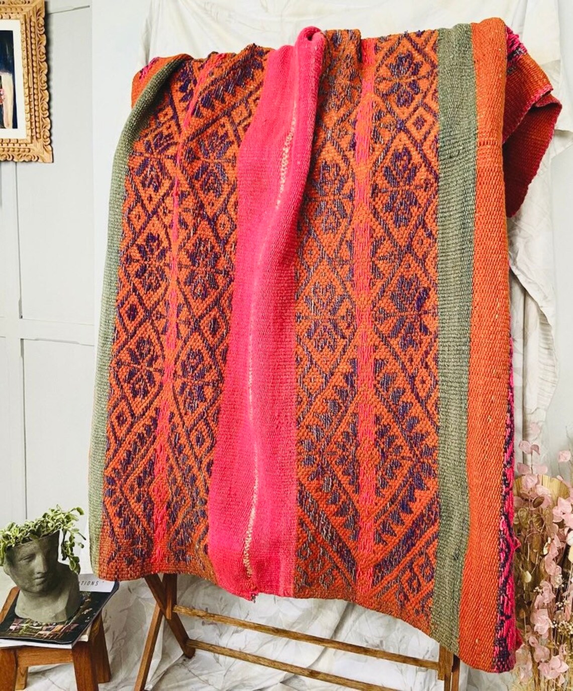 Peru South American Traditional Vintage Handmade Manta Frazada Alfombra ...