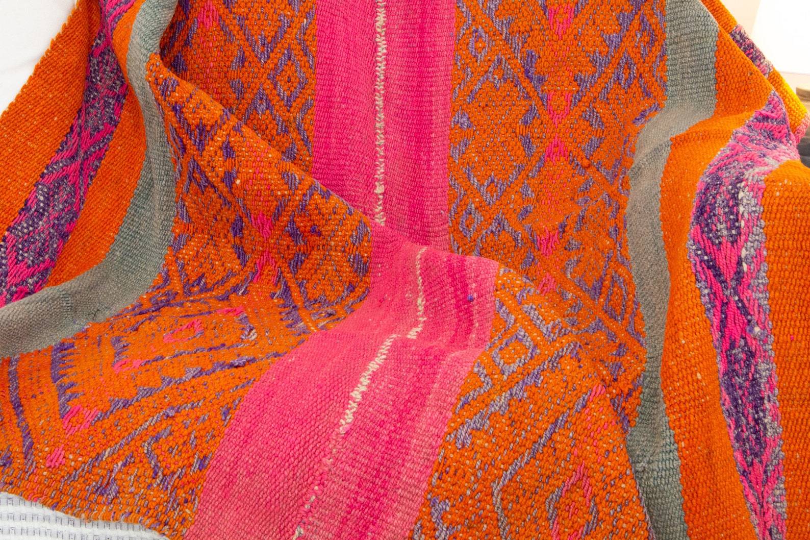 Peru South American Traditional Vintage Handmade Manta Frazada Alfombra ...