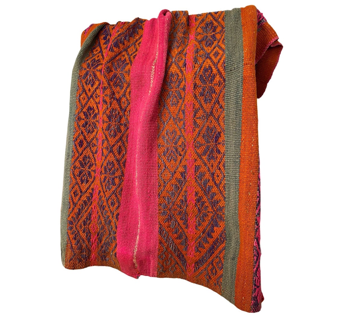 Peru South American Traditional Vintage Handmade Manta Frazada Alfombra ...