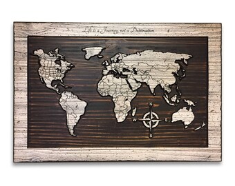 Carved World Map Anniversary Gift Gift for Wife Gift for | Etsy