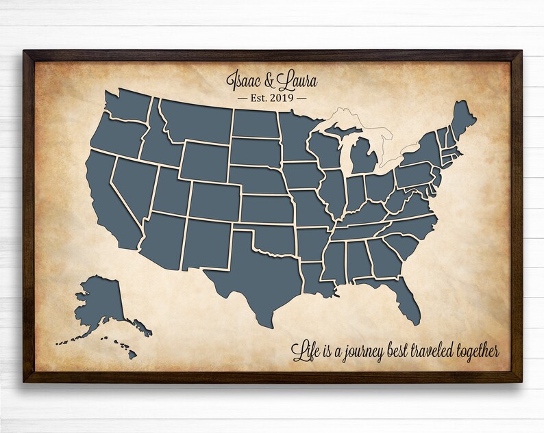 Framed Push Pin Map of the United States Cork Canvas Map for - Etsy
