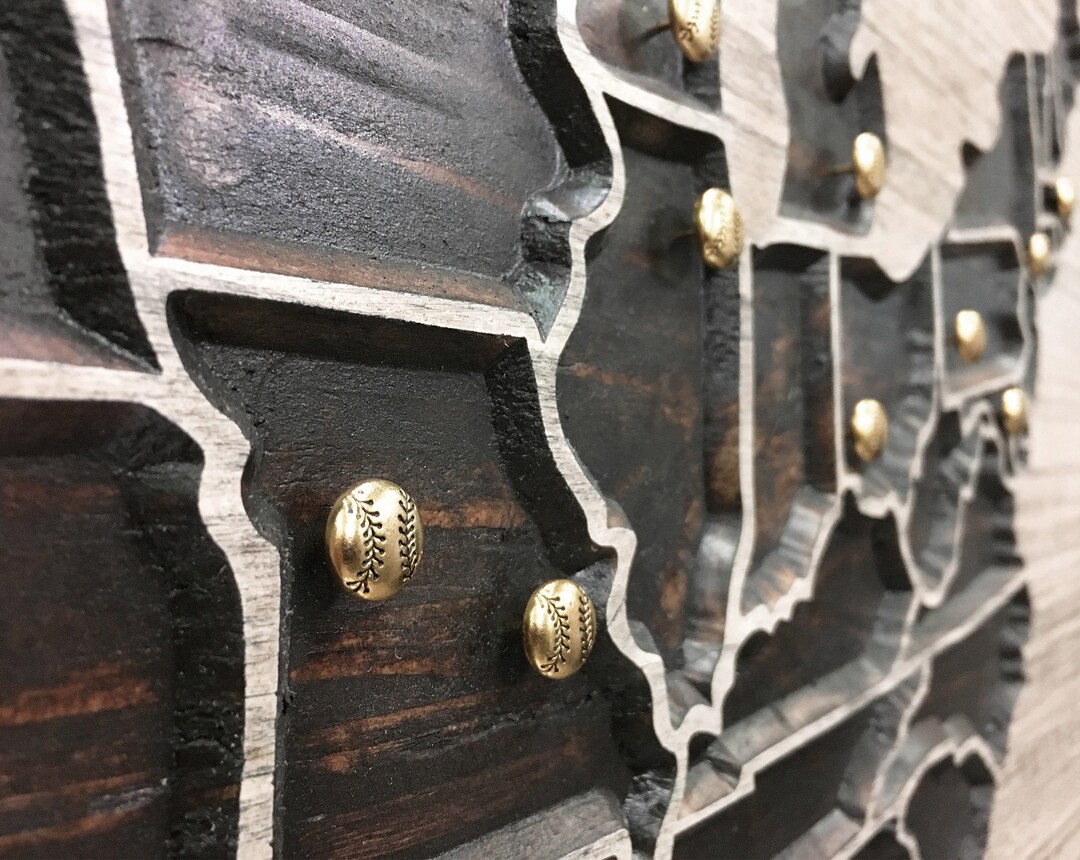 Baseball Push Pin, Gold Baseball Pins for Map, MLB Stadium Tour, Mark ...