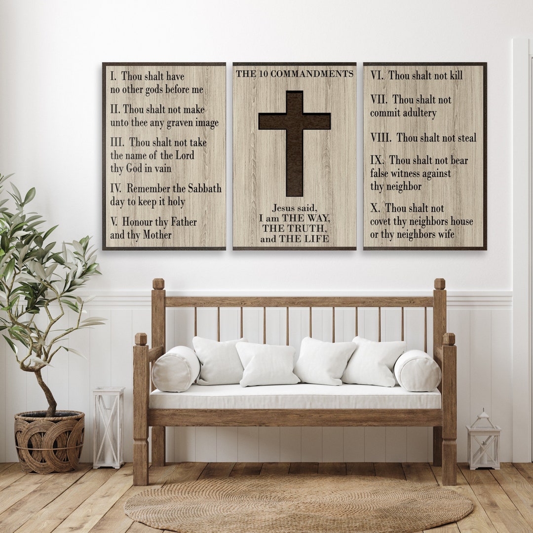 10 Commandments Wall Art - Spiritual Art - Carved Wood Wall Art ...