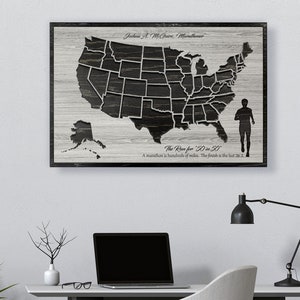 US Marathon Map, 50 States Marathon Club, Custom US Map for Athletes ...