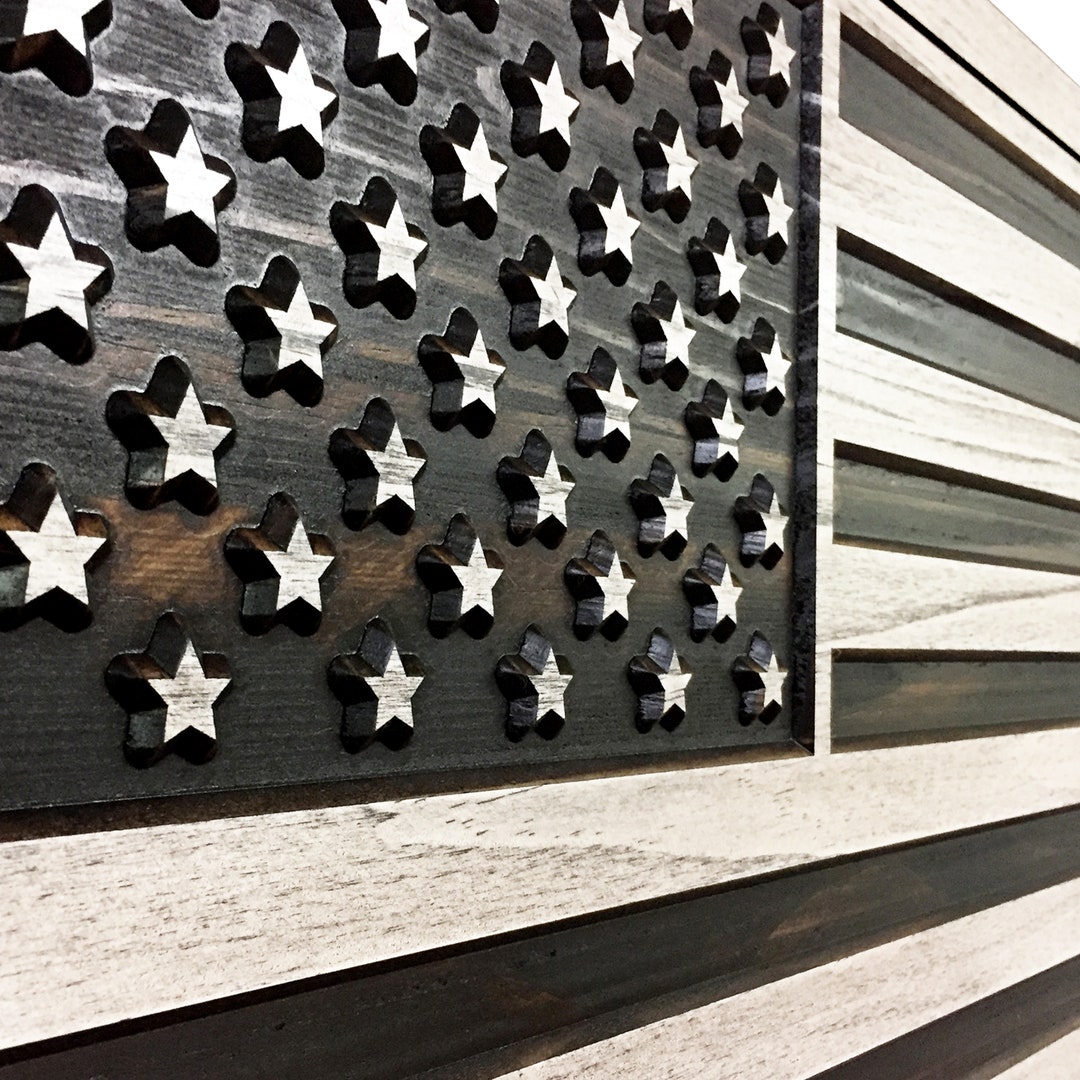 Wood Carved American Flag Art - Personalized Flag Wall Hanging - Wood ...