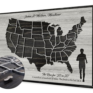 US Marathon Map, 50 States Marathon Club, Custom US Map for Athletes ...