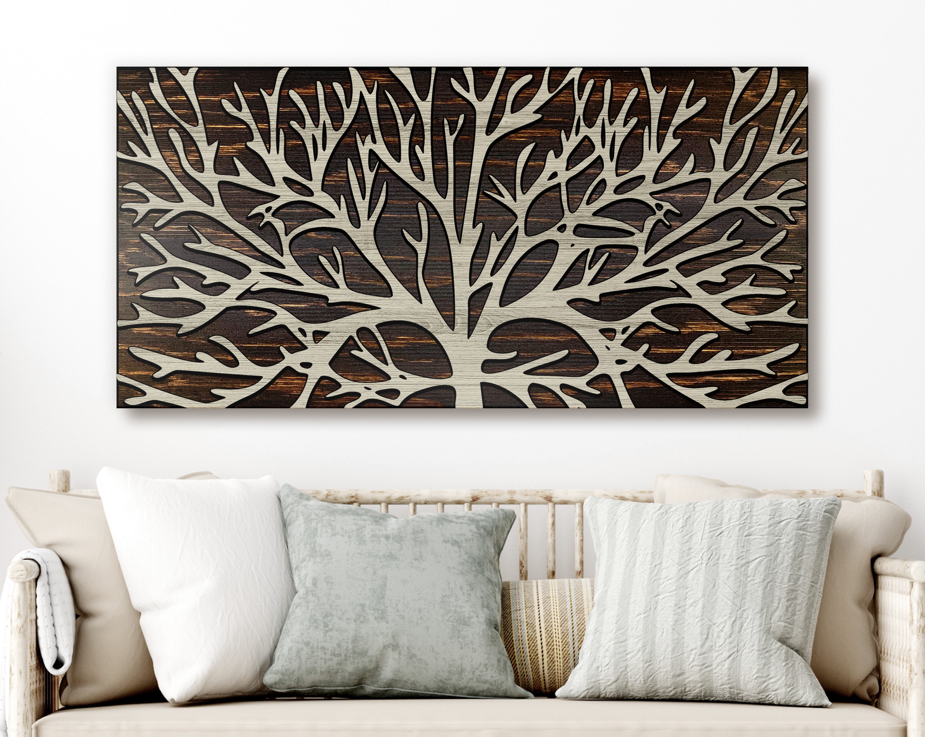 Abstract Tree Wood Wall Art | Carved Into Wood and Easy to Hang ...