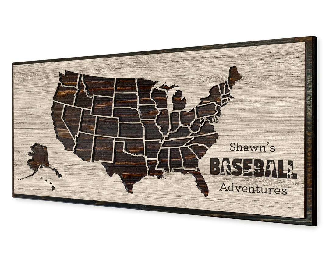 Personalized Baseball Map for Athletes, Baseball Road Trip Map for ...