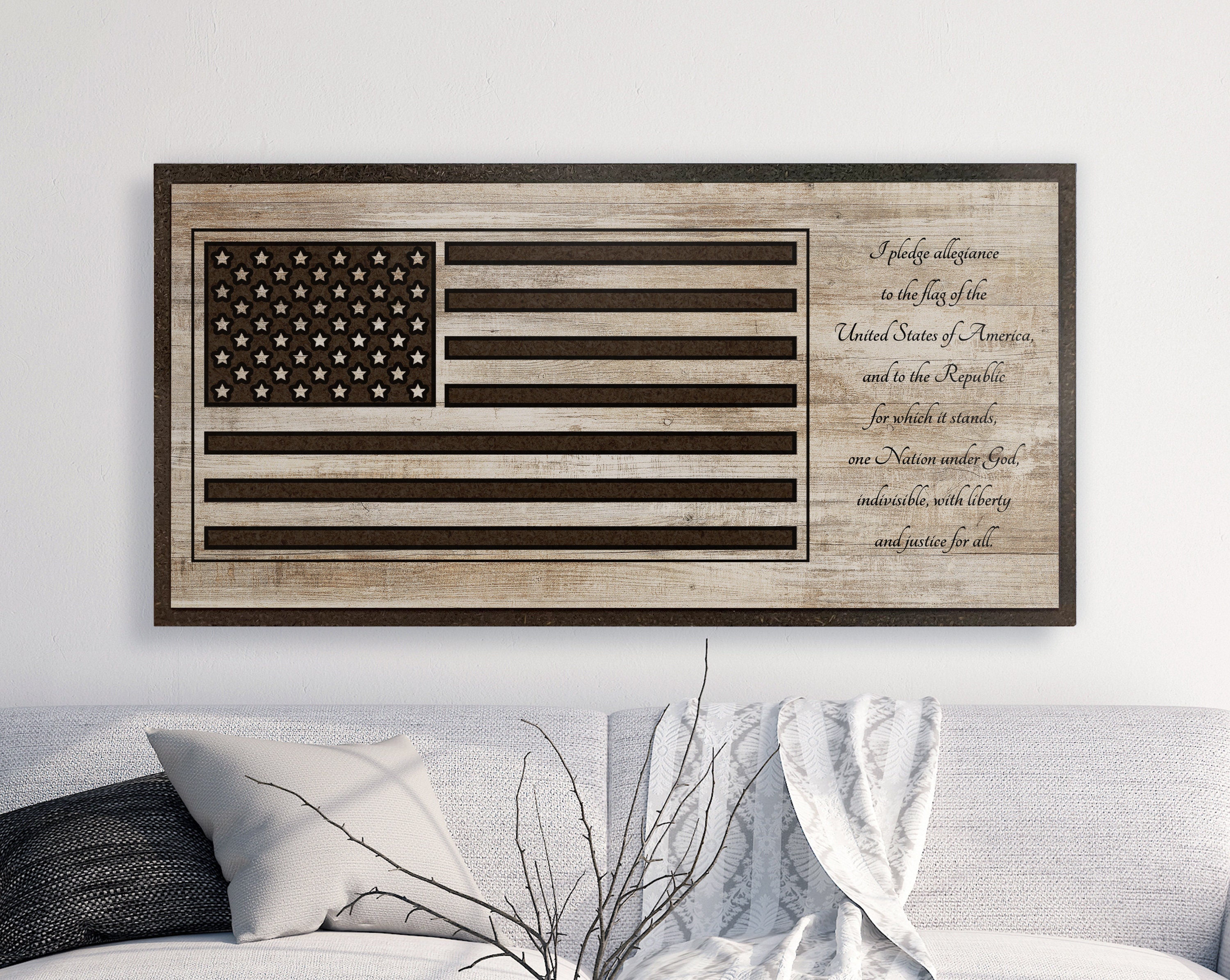 Patriotic Home Wall Decor I Pledge Allegiance Quote Art Flag - Etsy