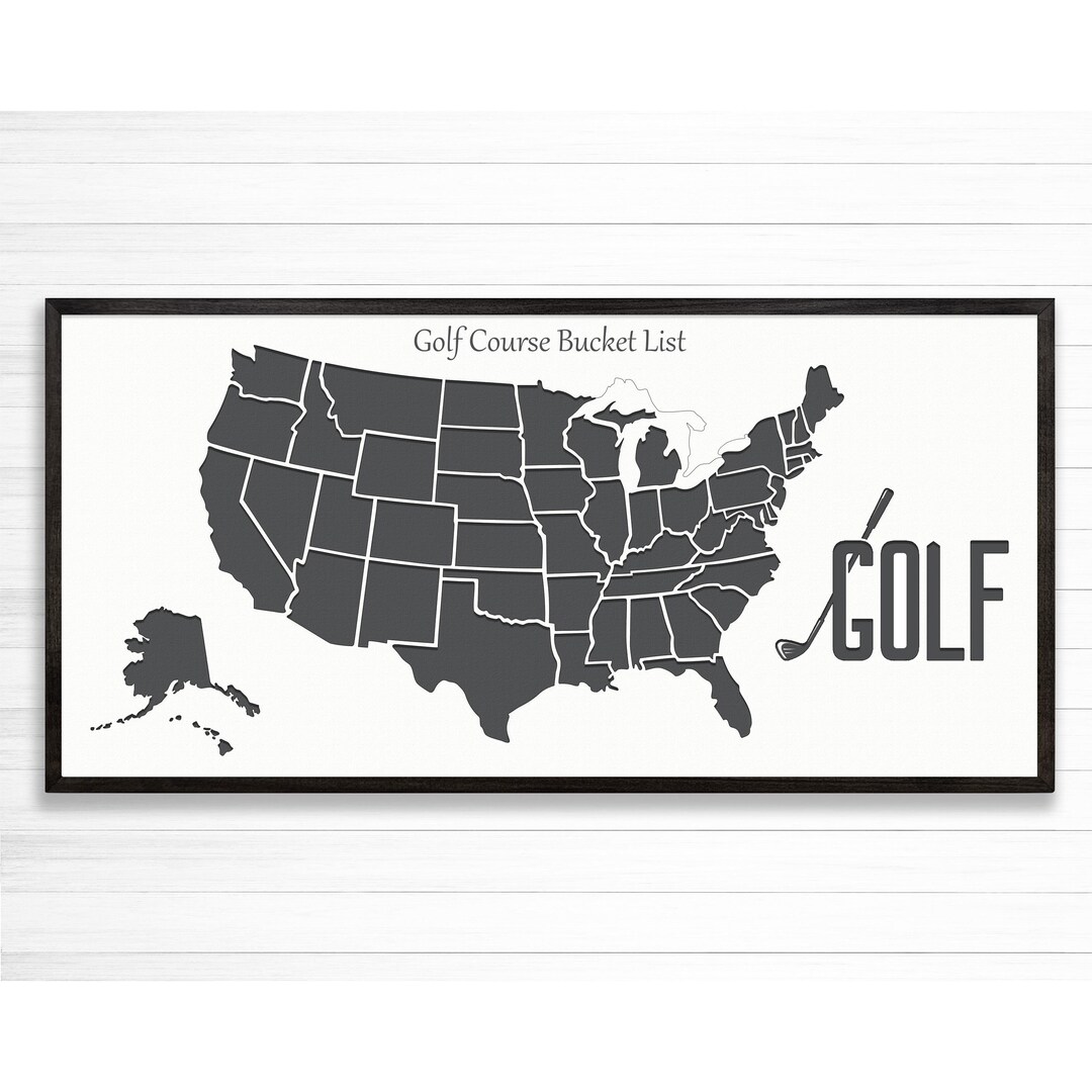 Golf Bucket List Push Pin US Map - Golf Course Map - Map for Golfers to ...