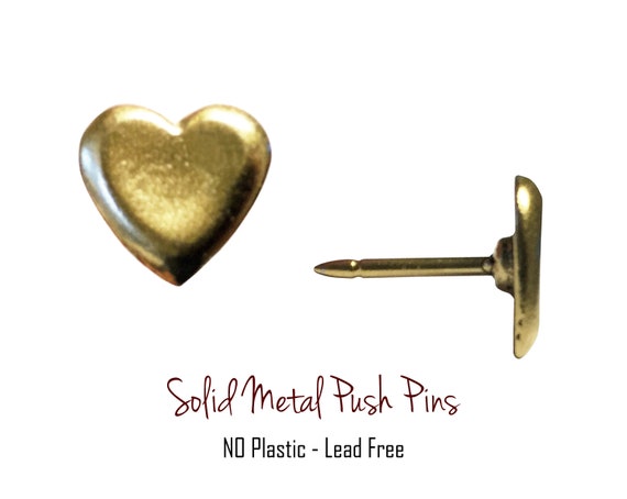 Gold & Silver Heart Push Pins Golden Hearts Pushpin Antique | Etsy