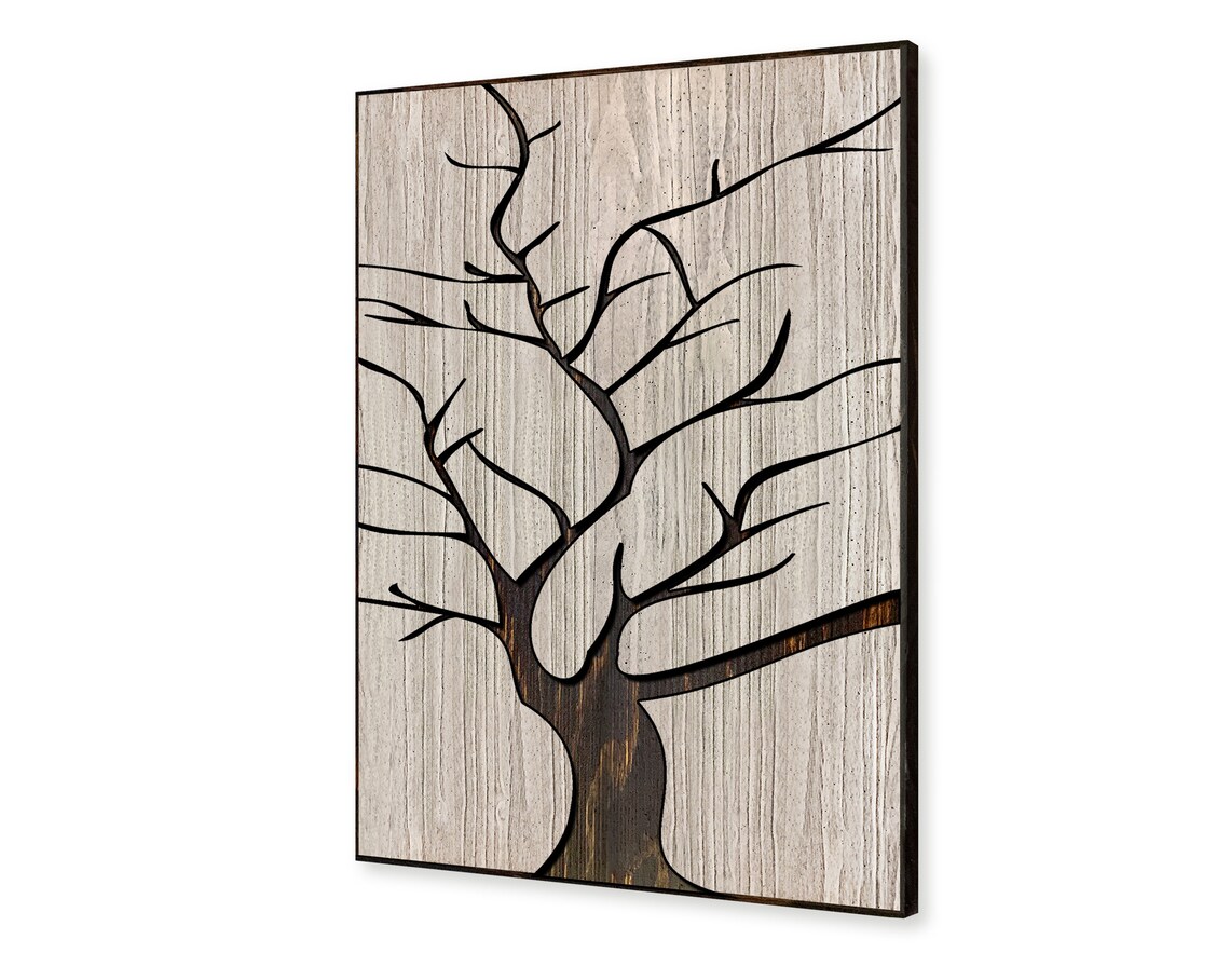 Carved Tree Wood Wall Art Home & Office Wall Decor Branch | Etsy