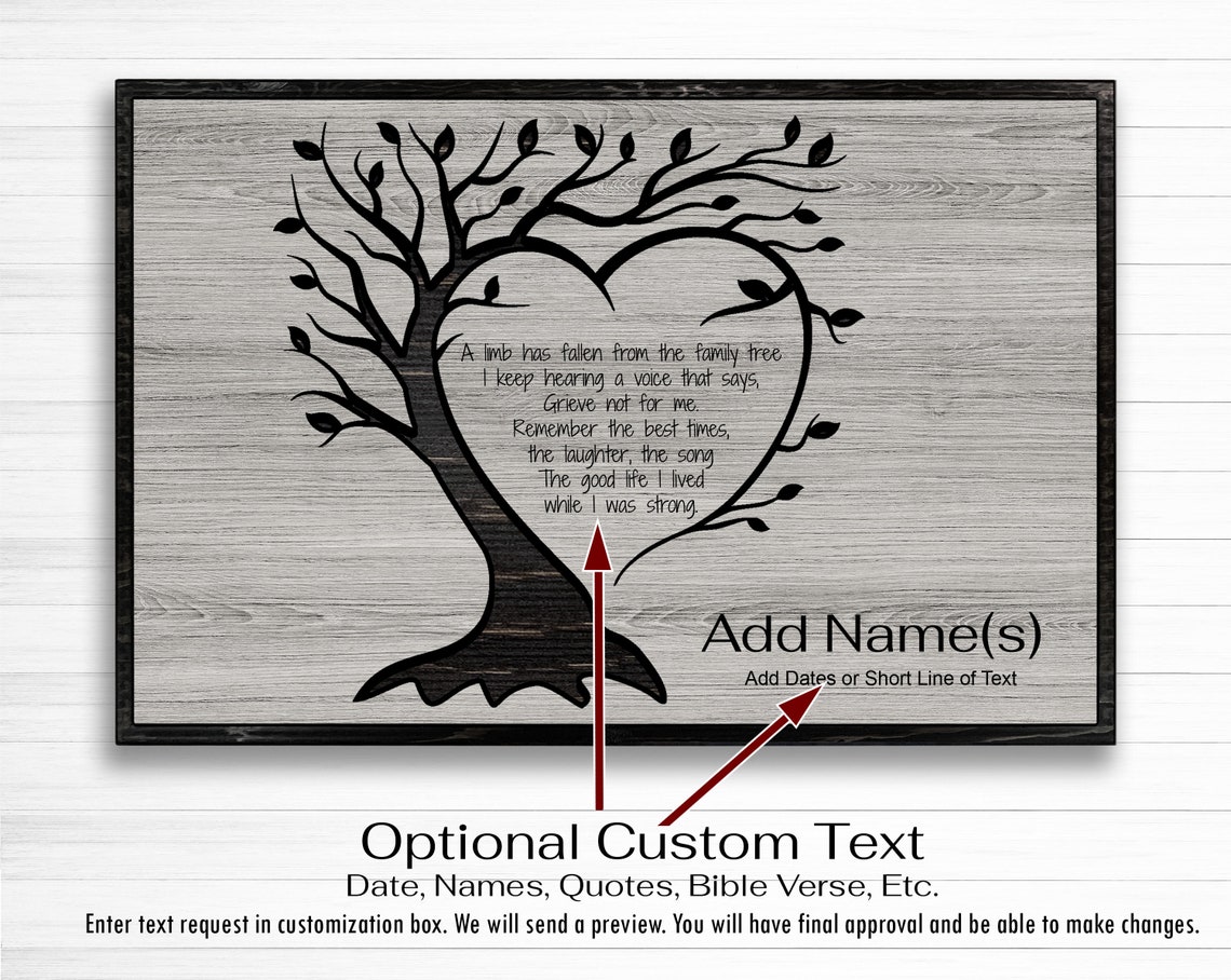 Memorial Sign for a Loved One - Family of Tree Custom Quote Sign ...