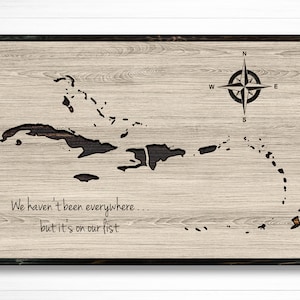 Caribbean Push Pin Map - Map to Mark Travels to Islands - Vacation ...