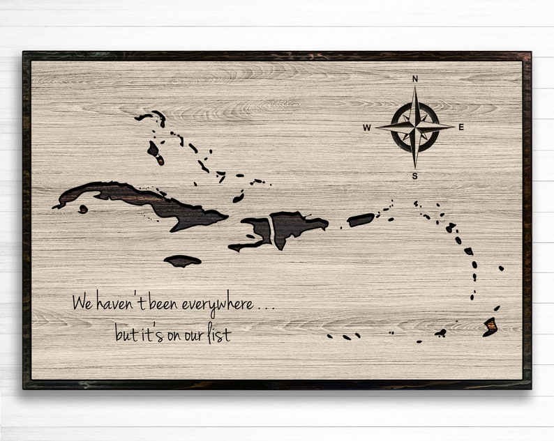 Caribbean Push Pin Map Map to Mark Travels to Islands - Etsy