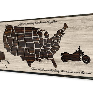 Motorcycle Road Trip Map Picture Push Pin Map US Map to | Etsy