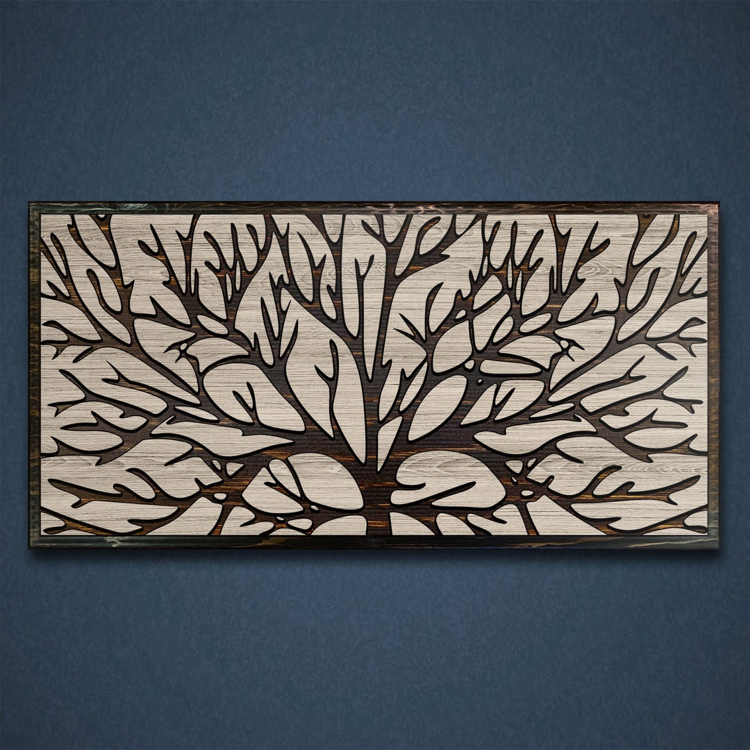 Abstract Tree Branch Wood Wall Art Carved Into Wood - Modern Rustic ...