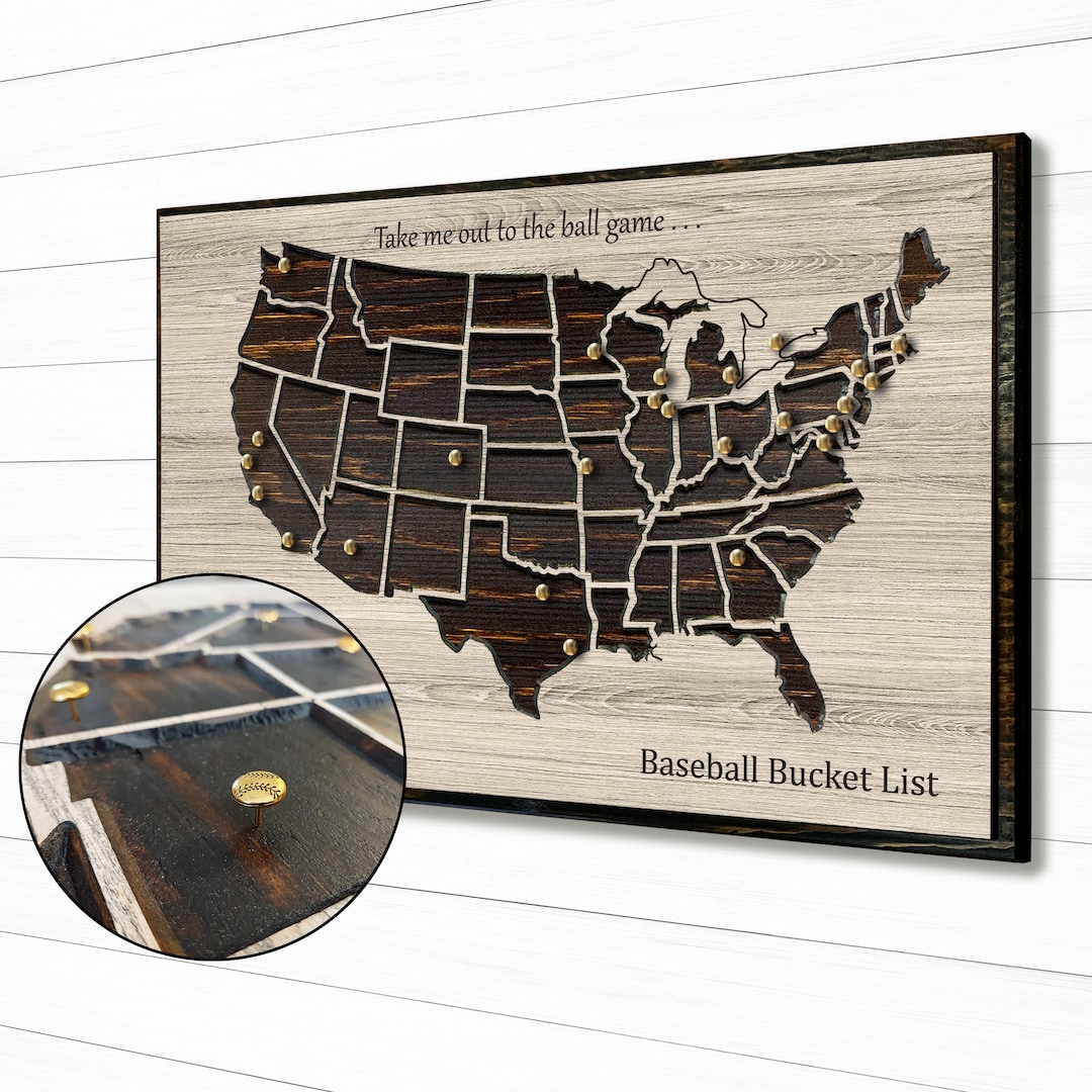 Baseball Bucket List Map, Major League Ball Park Tour Map, US Map ...