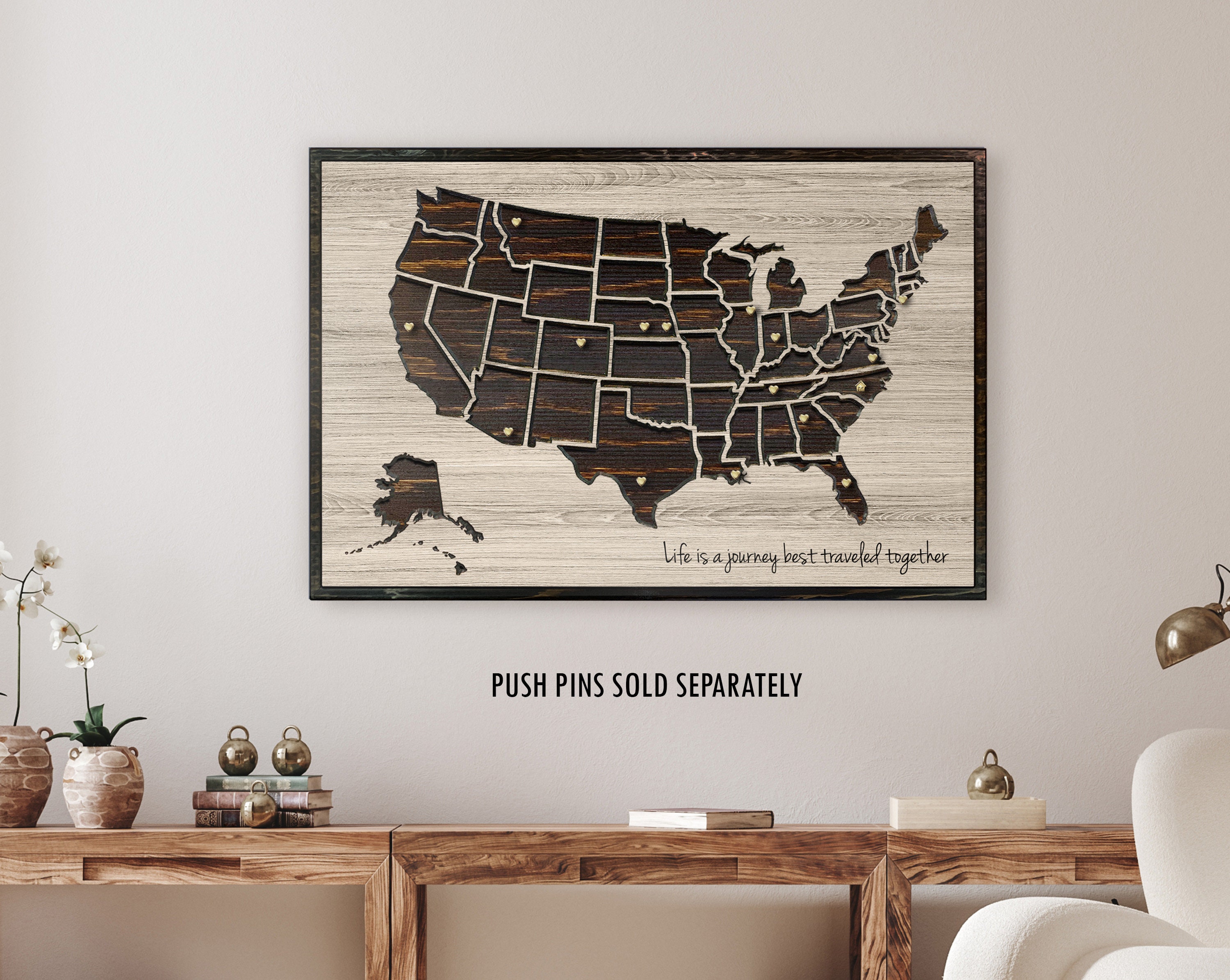 Push Pin Map of the United States Customized Text US Map to - Etsy
