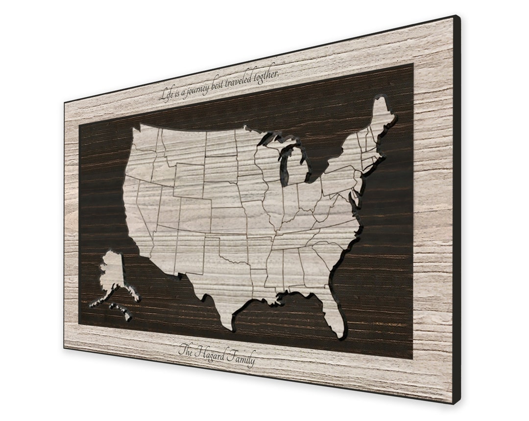 Carved Wood United States Map, 3D Wall Art, Personalized Travel Log - Etsy