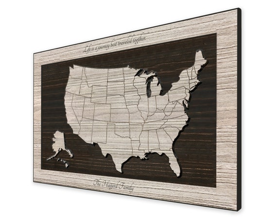 Carved United States Map 3D Wall Art Personalized USA Travel - Etsy