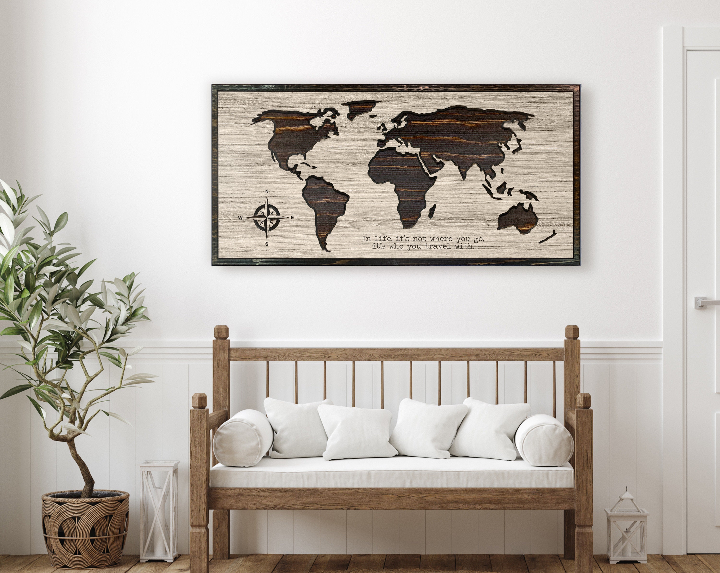 World Map Wall Art Custom Push Pin Map Wood Wall Art 5th - Etsy