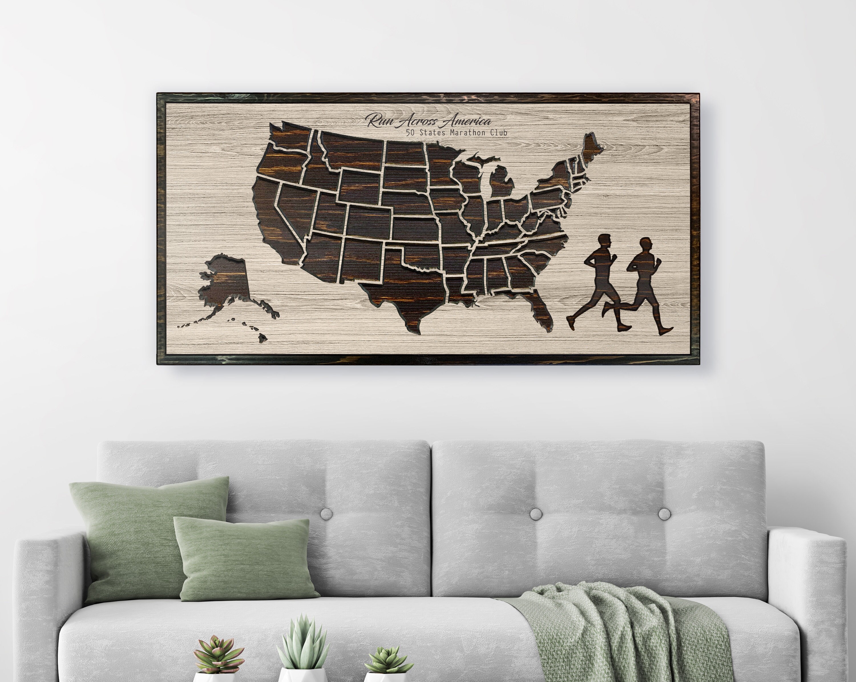 Running Map for Siblings, Custom US Map for Marathon and Half Marathon ...