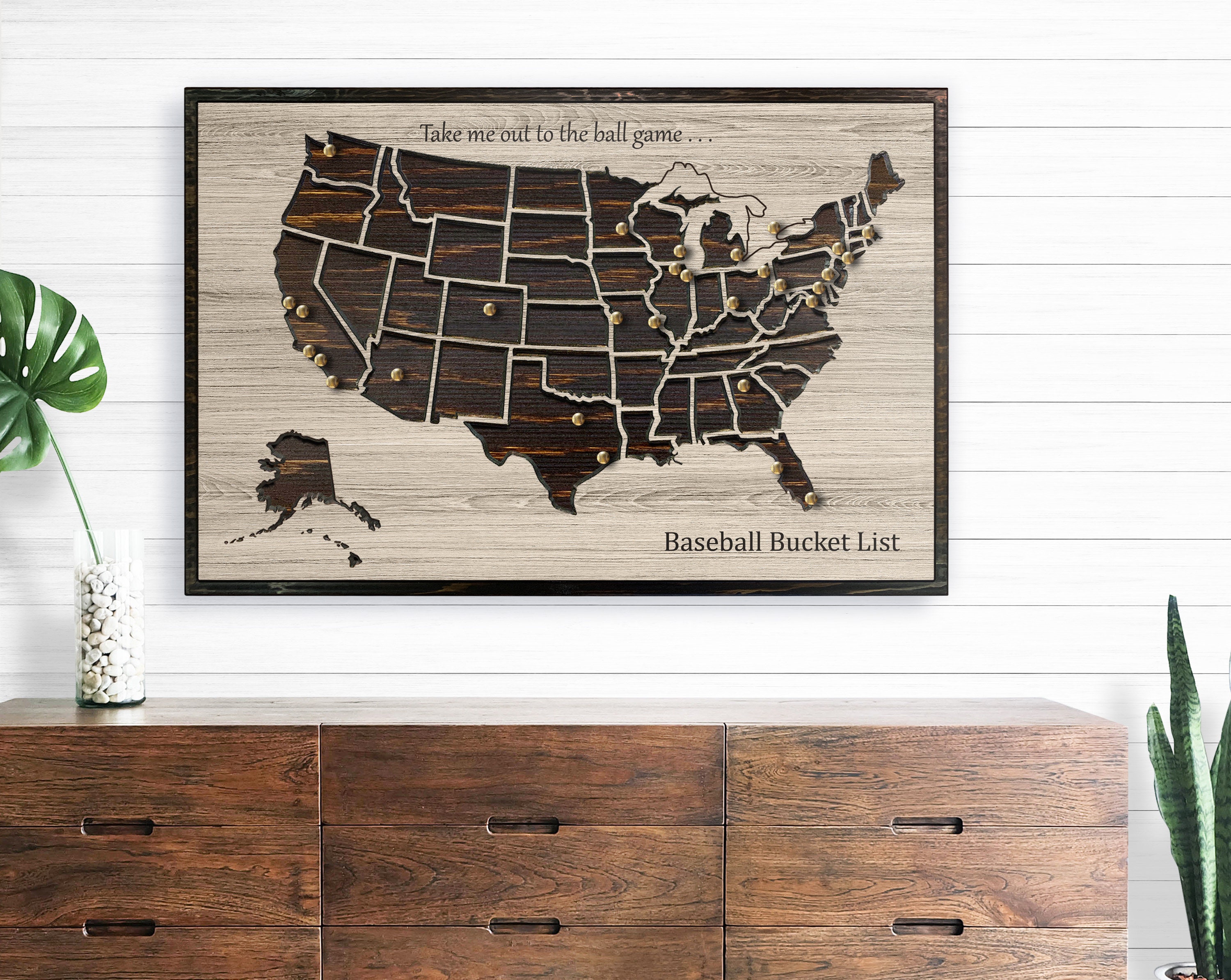 Baseball Bucket List Map Major League Ball Park Tour Map US - Etsy