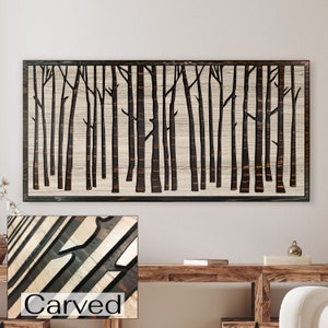 Carved Aspen Tree Art Wood Wall Art - Birch Tree Art - Cabin and Nature ...