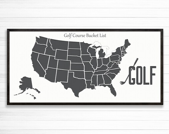 Golf Bucket List Push Pin US Map Golf Course Map Map for - Etsy
