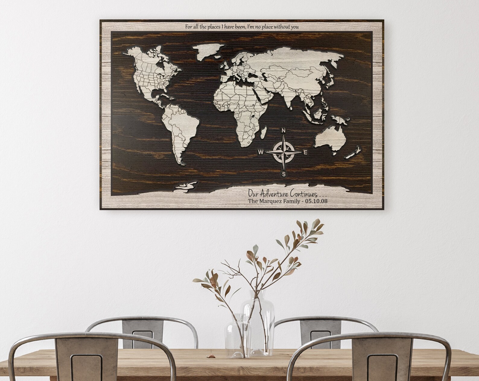 Home Wall Decor World Map Wall Art Customized With Your Own | Etsy