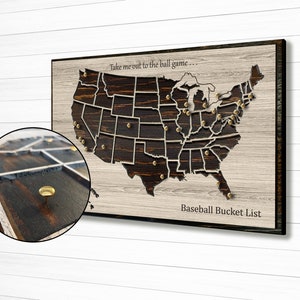 Baseball Bucket List Map Major League Ball Park Tour Map US - Etsy