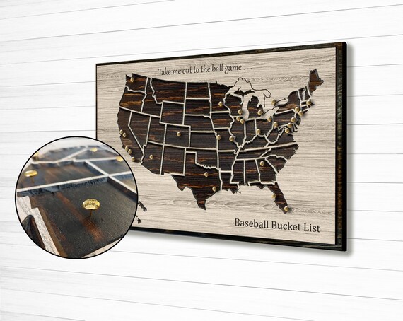 Baseball Bucket List Map Major League Ball Park Tour Map US - Etsy
