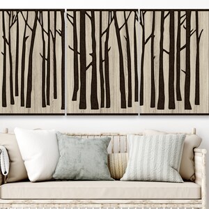 Tree Art, Birch Trees, Carved, 3D Wall Art, Wood Wall Art, 3 Panel ...