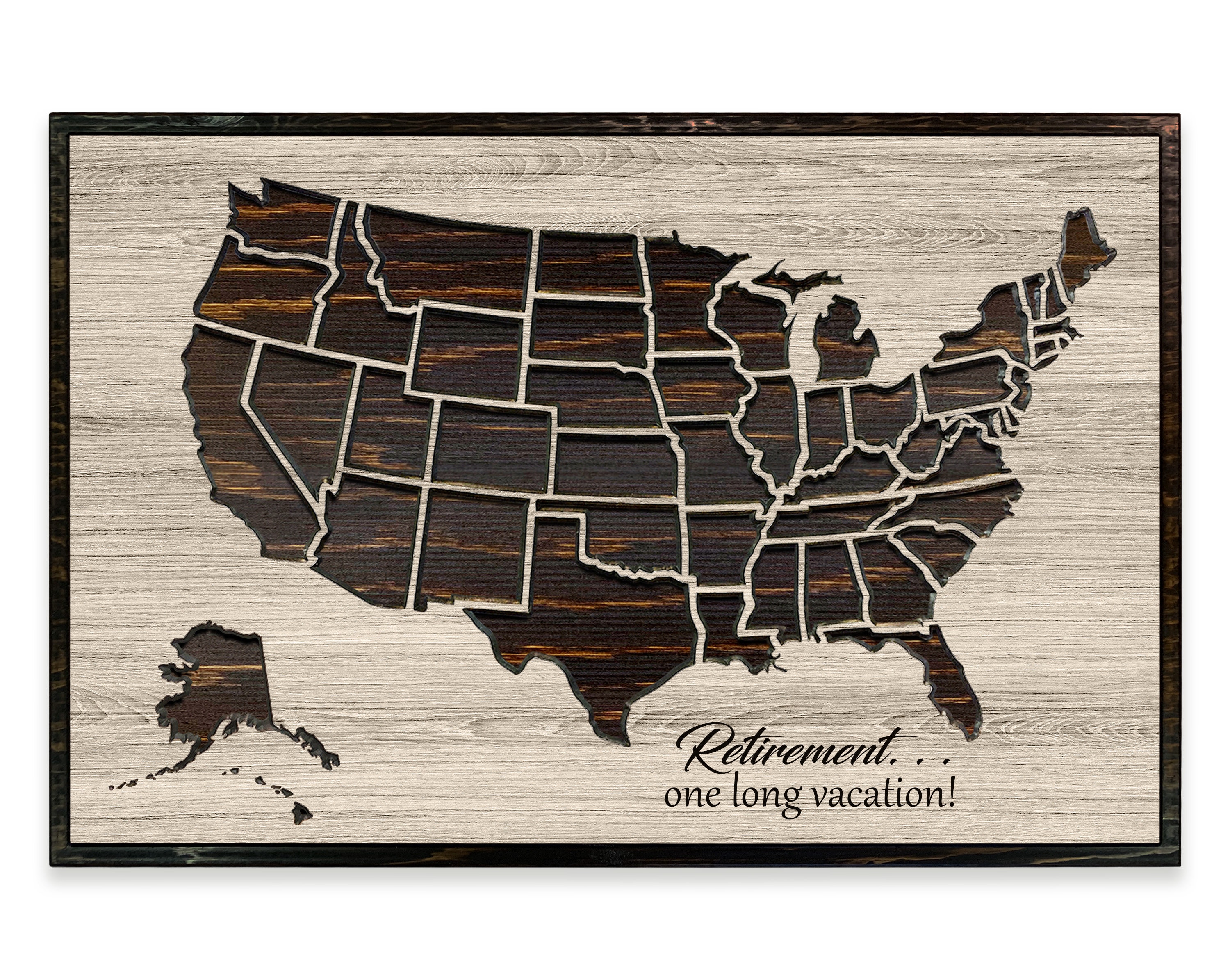 Retirement Travel Map, US Push Pin Map, Road Trip Map, Retirement Gift ...