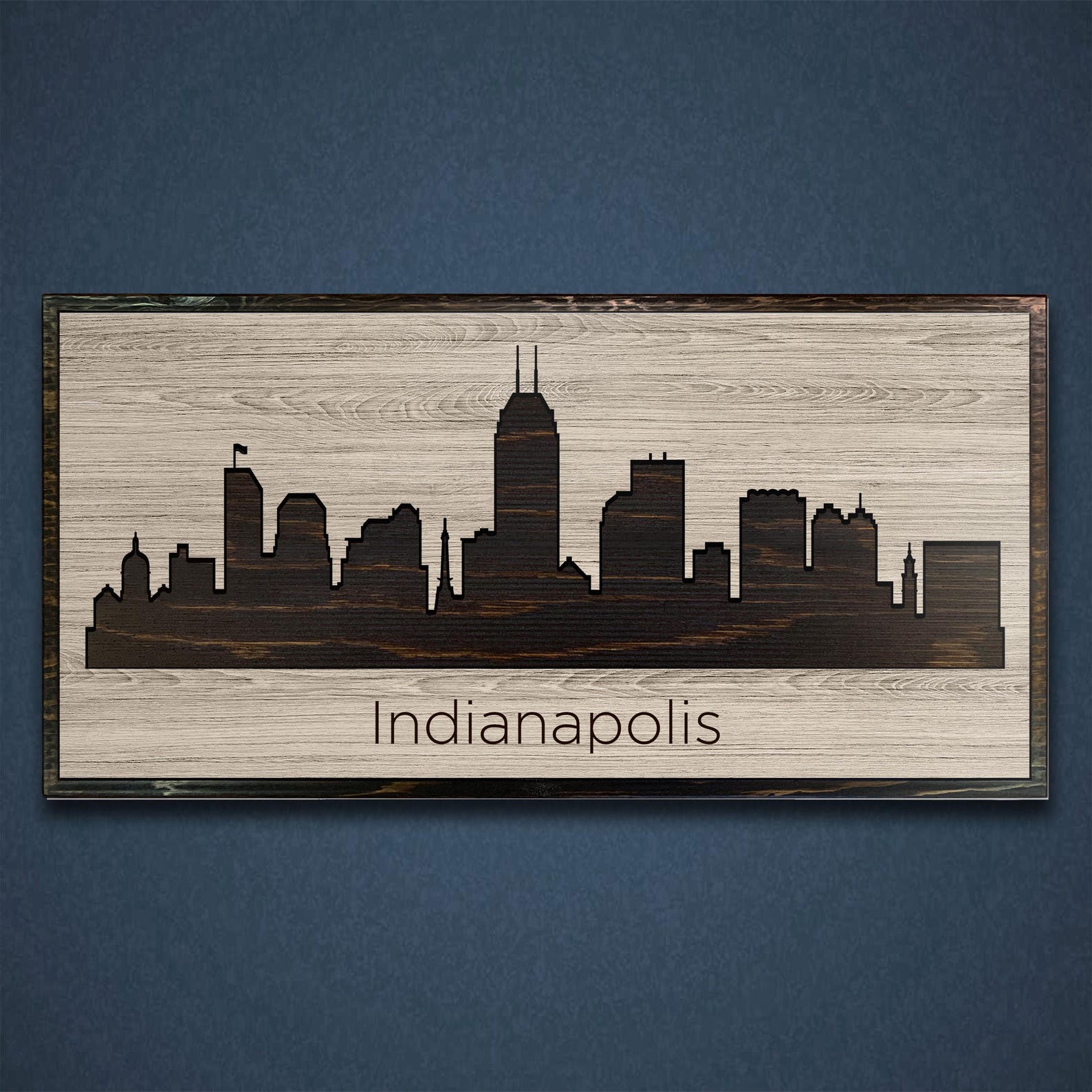 Indianapolis Indiana Skyline Wood Wall Art - Carved and Handcrafted ...