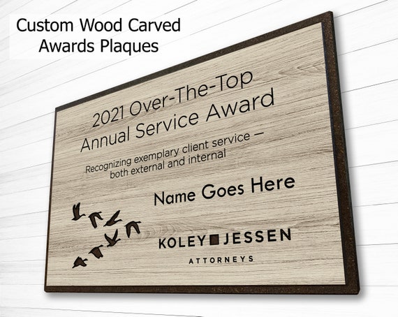 Carved Custom Awards Plaque Wooden Plaque Corporate - Etsy