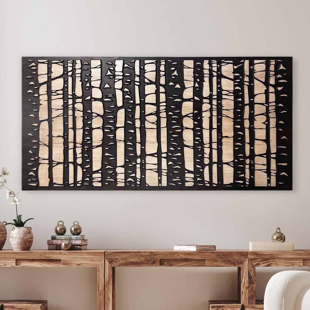 Custom Birch Tree Wood Wall Art - Cabin & Nature Wall Decor - Abstract ...