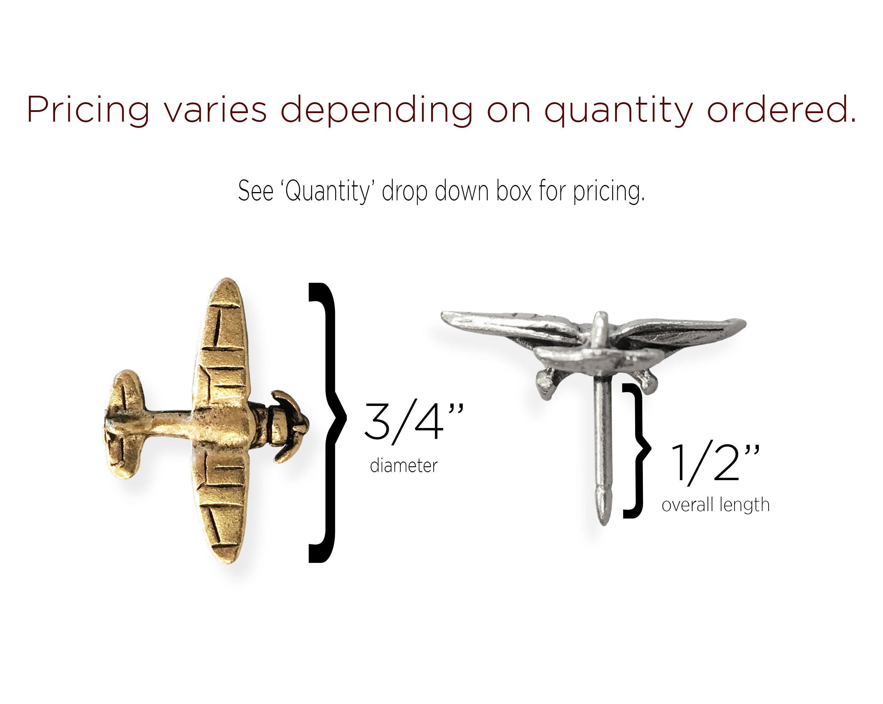 Gold or Silver Prop Plane Push Pins Propeller Plane Pushpin - Etsy