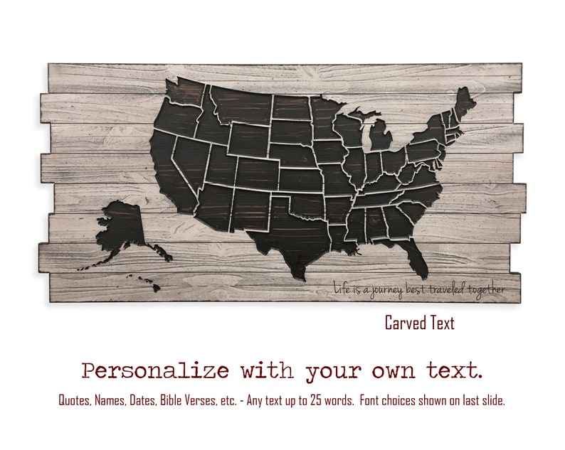 Pallet Style Map Woodworking US Map Carved Wooden Map | Etsy