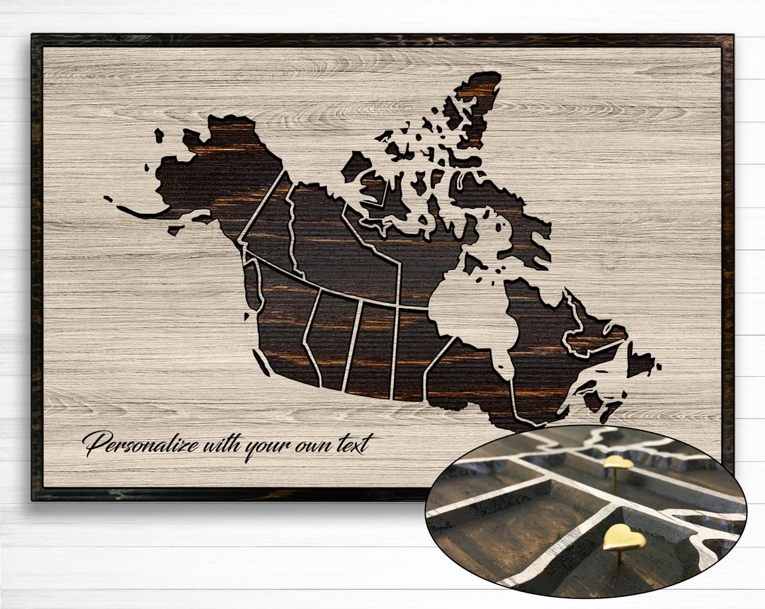 Canada Push Pin Map - Carved Map of Canada to Mark Travels ...