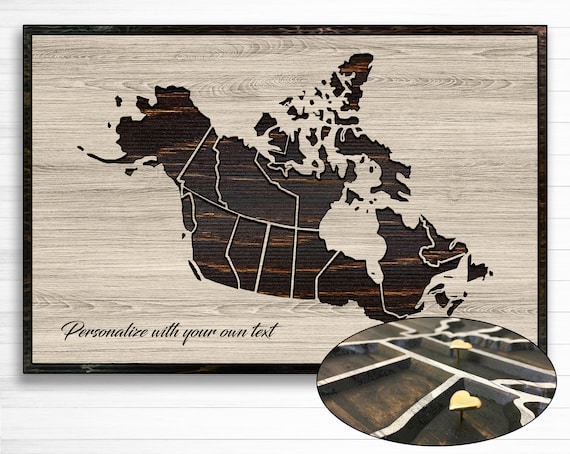 Canada Push Pin Map Carved Map of Canada to Mark Travels - Etsy