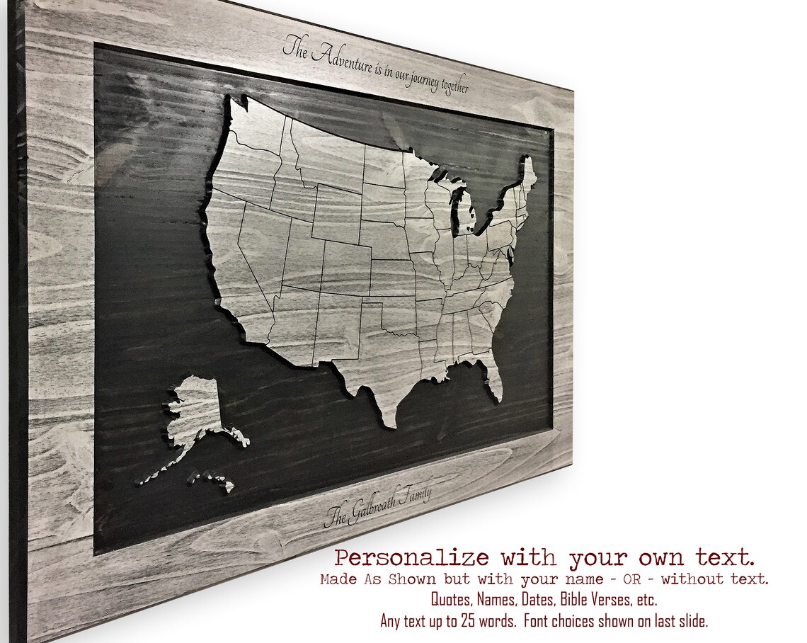 US Map Art, Push Pin Map, Map to Mark Locations, Travels, Map of United ...