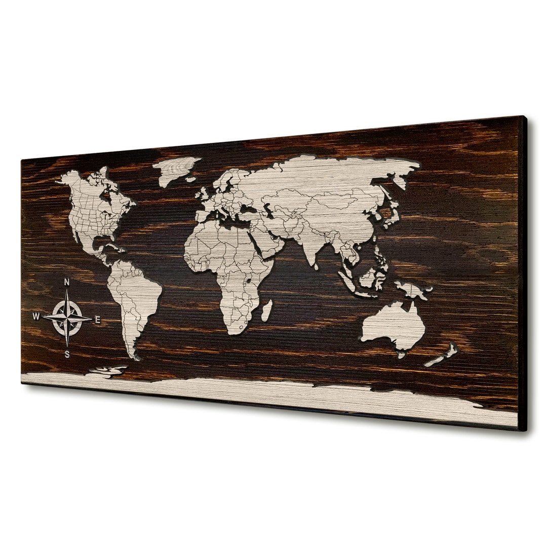 World Map Art, Wood Wall Art, Home Wall Decor Idea, World Map Picture ...