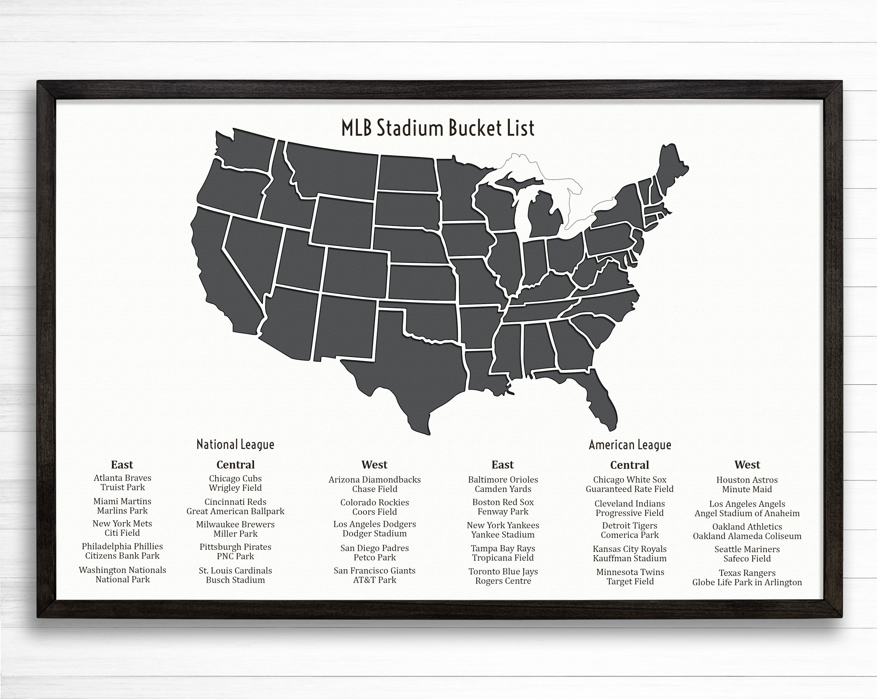 Push Pin Baseball Bucket List US Map All Ball Parks Listed - Etsy