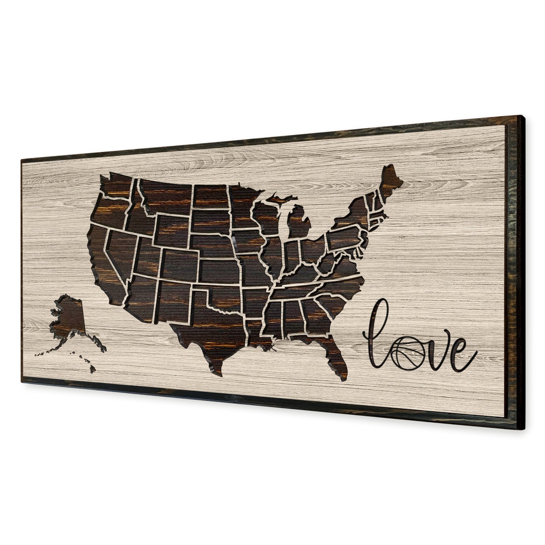 Basketball Bucket List - US Push Pin Map - Gift for Basketball Player ...