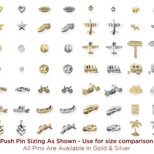 Map Push Pins Gold Round Head Tacks With Stainless Point - Etsy UK