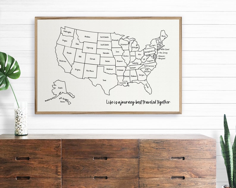 US Push Pin Map Framed Map of USA Mark Travels & - Etsy