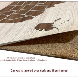 Framed Push Pin Map of the United States | Cork Canvas Map for Easy ...